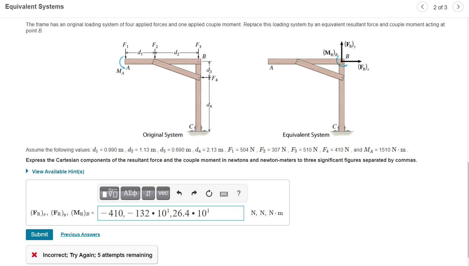 Solved Equivalent Systems 2 of 3 The frame has an original | Chegg.com