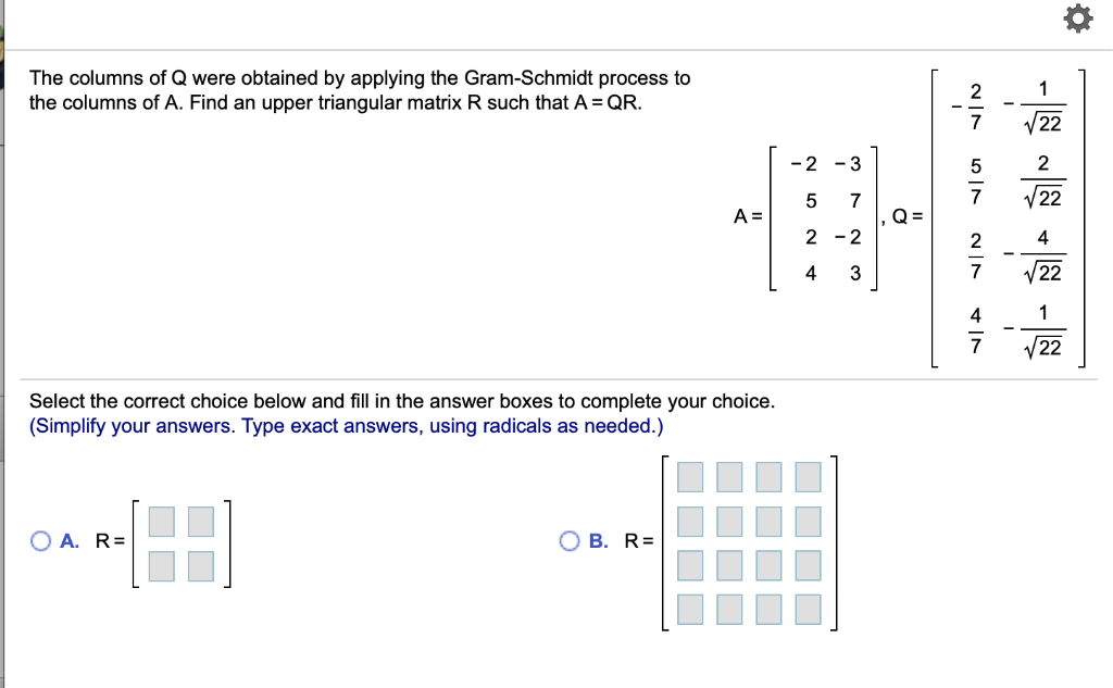 Solved The columns of Q were obtained by applying the | Chegg.com