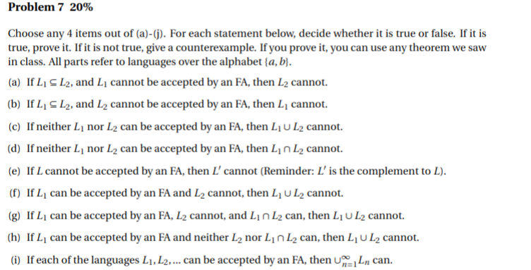 Solved Choose any 4 items out of (a)-(j). For each statement | Chegg.com
