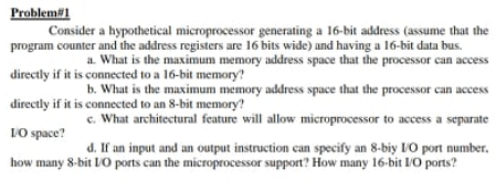 Solved Problemi Consider a hypothetical microprocessor | Chegg.com