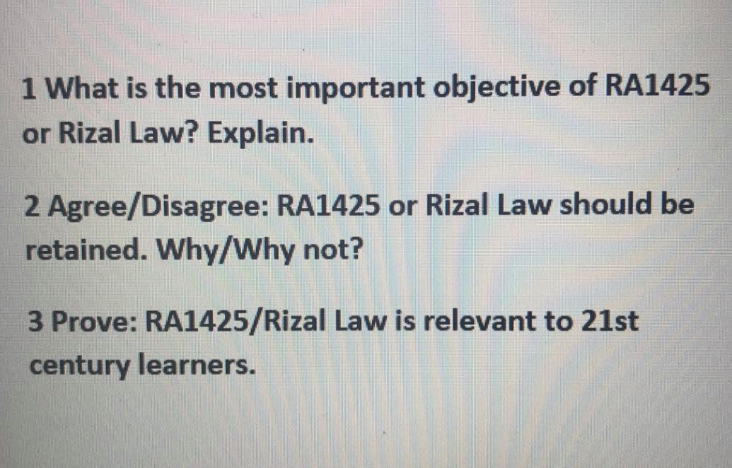 Solved 1 What is the most important objective of RA1425 or | Chegg.com