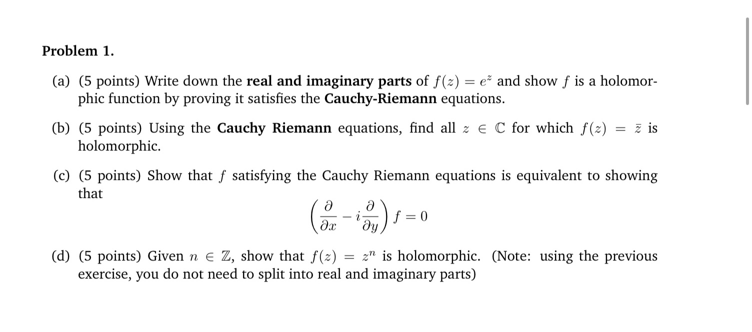 Solved Problem 1.(a) (5 ﻿points) ﻿Write down the real and | Chegg.com