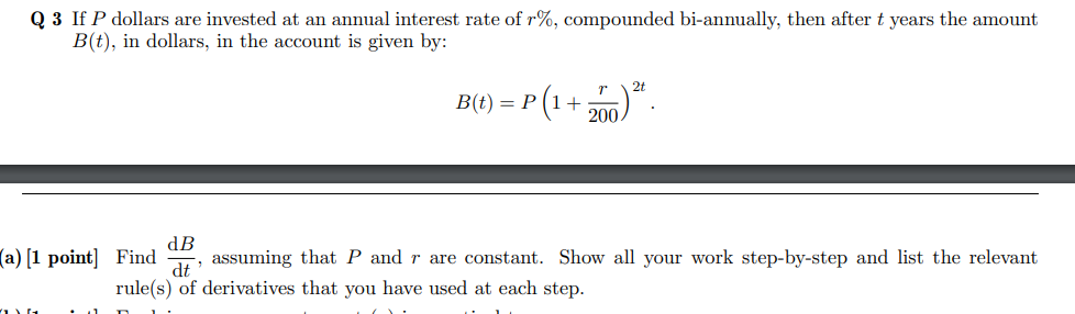 Solved Q 3 If P dollars are invested at an annual interest | Chegg.com