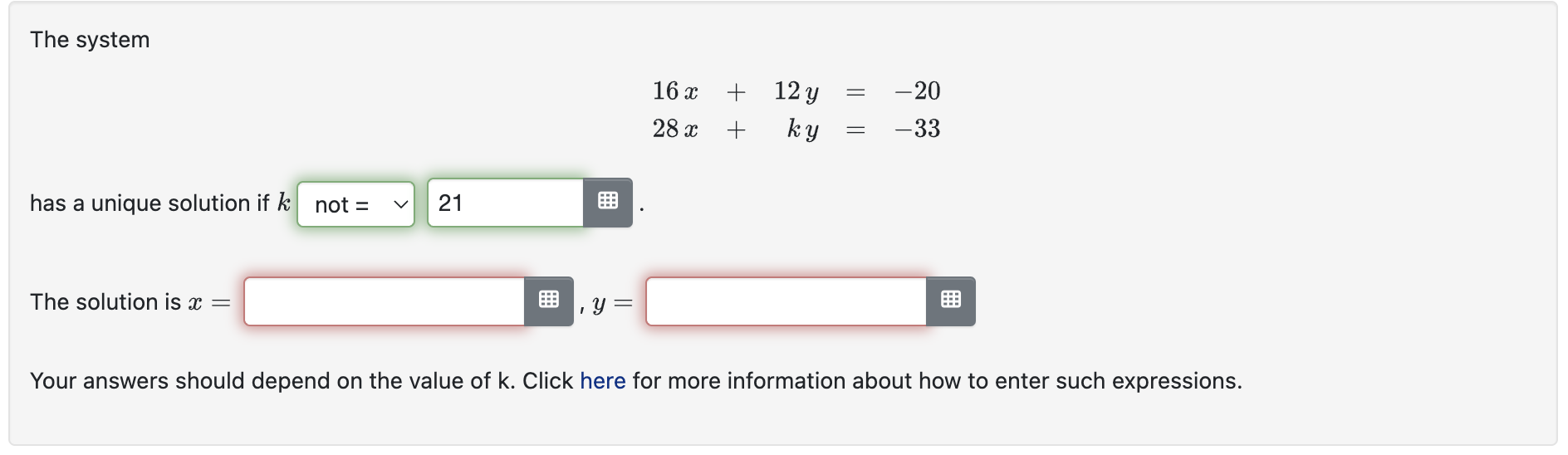 Solved The systemhas a unique solution if ﻿not = ﻿21.The | Chegg.com