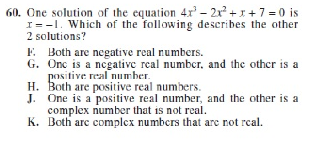 Solved 60. One solution of the equation 4r 2r2 x7 0 is x 1. | Chegg.com