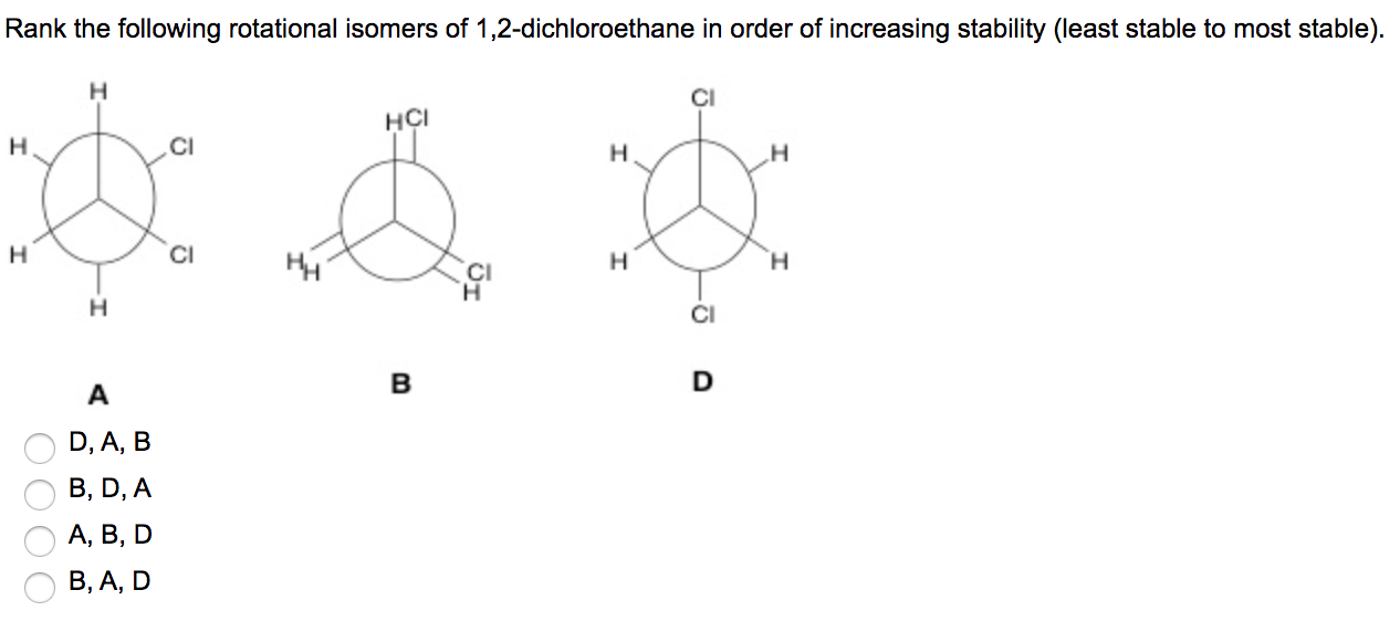 Solved Rank the following rotational isomers of | Chegg.com