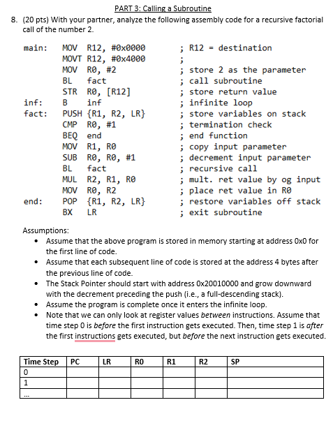 Solved PART 3: Calling a Subroutine (20 pts) With your | Chegg.com