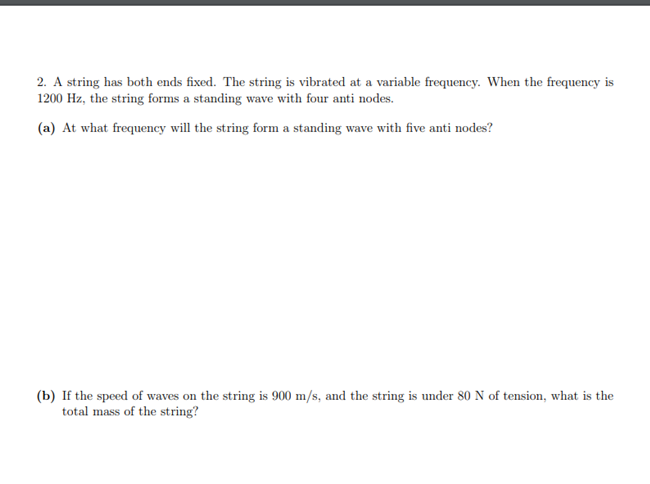 Solved 2. A string has both ends fixed. The string is | Chegg.com
