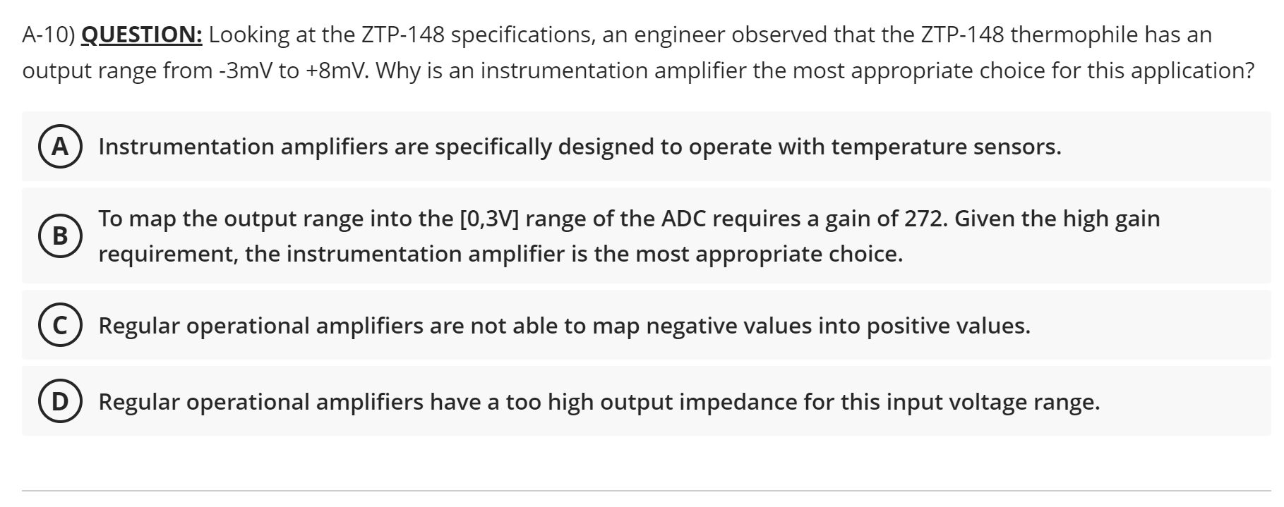 Solved A-10) QUESTION: Looking at the ZTP-148 | Chegg.com