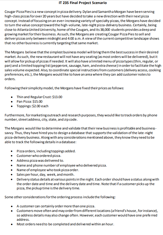 Solved IT 235 Milestone One Guidelines and Rubric Overview: | Chegg.com