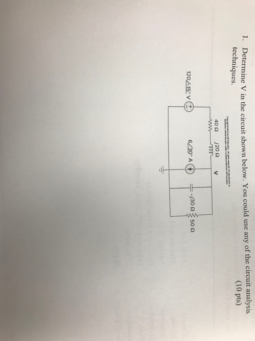 Solved 1. De te mine V in the circuit shown below. You could | Chegg.com