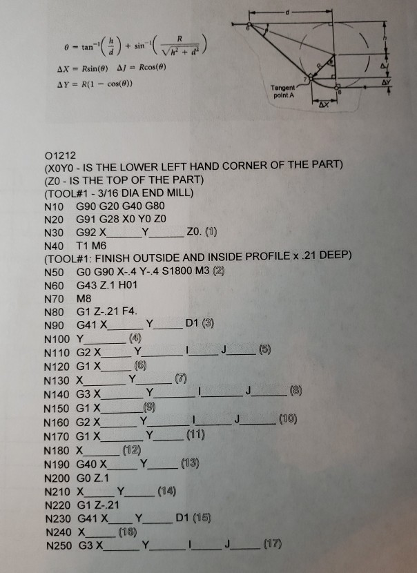 Solved For the figure below, write a CNC program using | Chegg.com