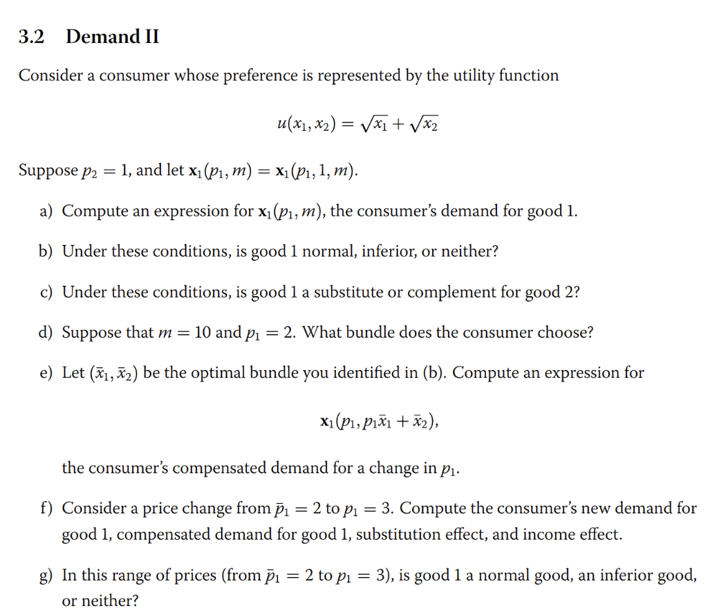 Solved Consider a consumer whose preference is represented | Chegg.com