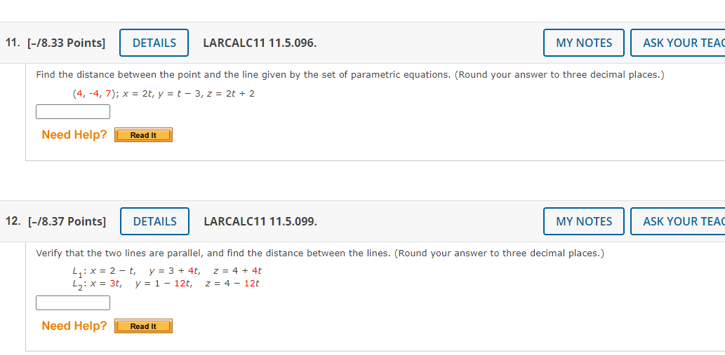 Solved Find the distance between the point and the line | Chegg.com