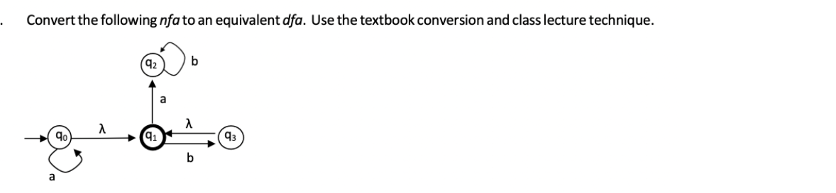 Solved Convert the following nfa to an equivalent dfa. Use | Chegg.com