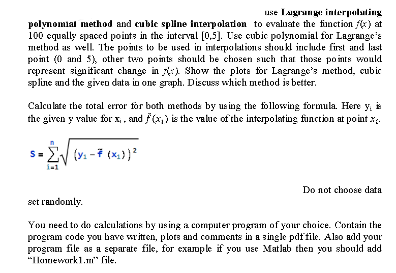 Solved use Lagrange interpolating polynomial method and | Chegg.com