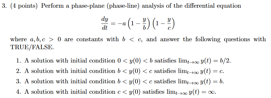 Solved 3. (4 points) Perform a phase-plane (phase-line) | Chegg.com