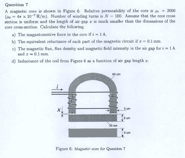 Solved Question 7 A magnetic core is shown in Figure 6. | Chegg.com