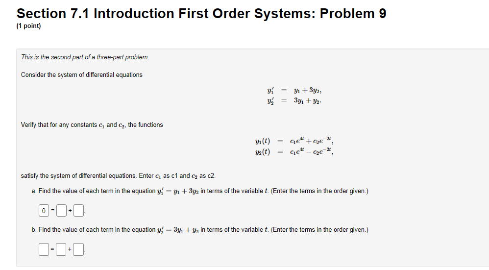 Solved Section 7.1 Introduction First Order Systems: Problem | Chegg.com