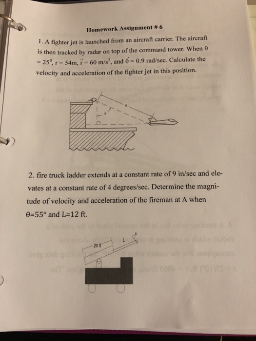Solved Homework Assignment # 6 1. A fighter jet is launched | Chegg.com