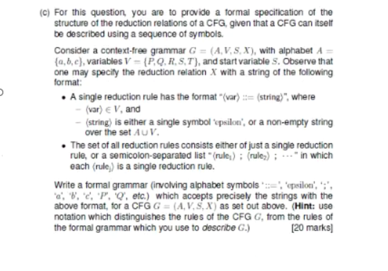 Solved For this question, you are to provide a formal | Chegg.com