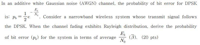 Solved In an additive white Gaussian noise (AWGN) channel, | Chegg.com