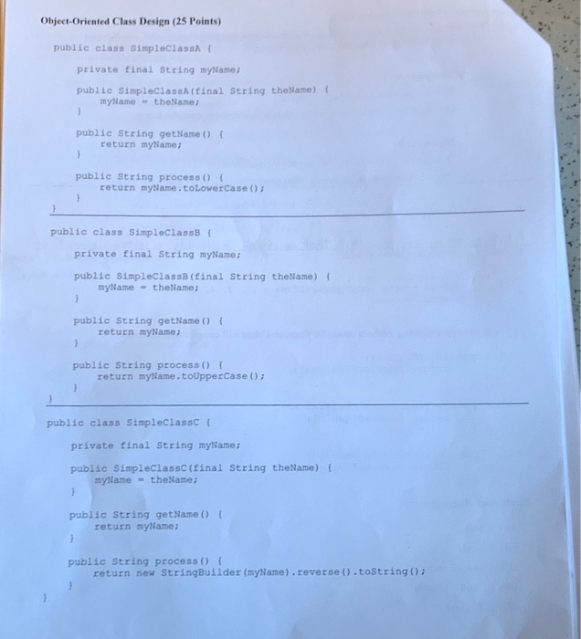 Solved Object-Oriented Class Design (25 Points) public class | Chegg.com