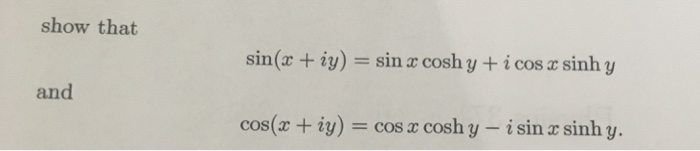 Solved Given the definition of the hyperbolic functions sinh | Chegg.com