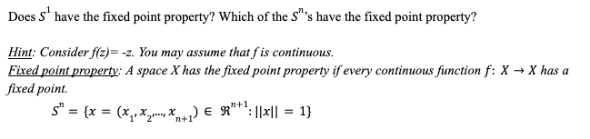 Solved Does s' have the fixed point property? Which of the | Chegg.com