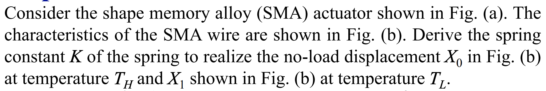 Consider the shape memory alloy (SMA) actuator shown | Chegg.com