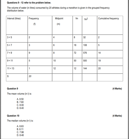Solved Questions 9 - 12 refer to the problem below. The | Chegg.com