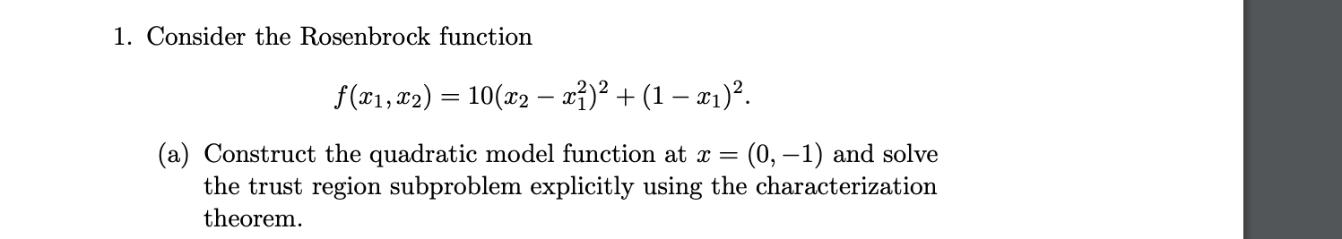1. Consider the Rosenbrock function | Chegg.com