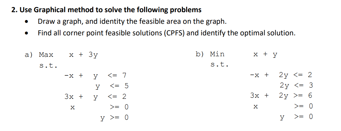 Solved 2. Use Graphical method to solve the following | Chegg.com