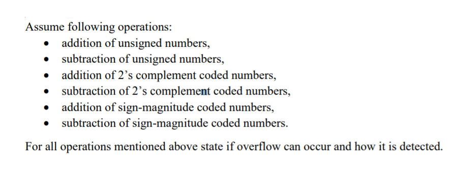 Solved Assume following operations: addition of unsigned | Chegg.com