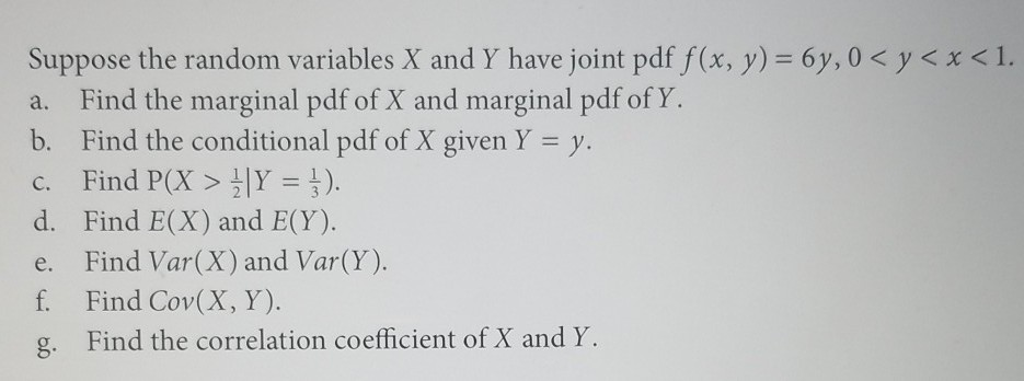 Solved Suppose the random variables X and Y have joint | Chegg.com