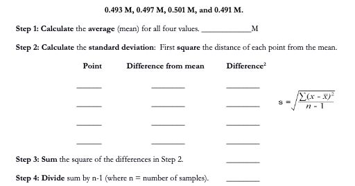 Solved Step 1: Calculate the average (mean) for all four | Chegg.com