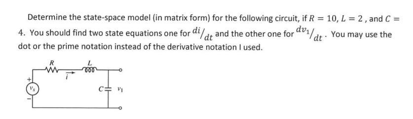 Solved Determine the state-space model (in matrix form) for | Chegg.com