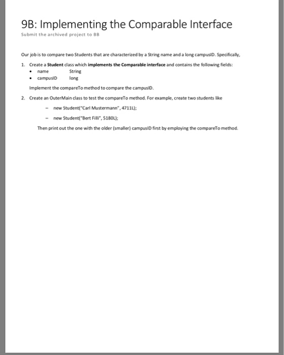Solved 9B: Implementing the Comparable Interface Submit the | Chegg.com
