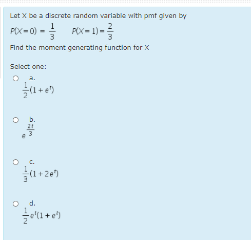 Solved Let X be a discrete random variable with pmf given by | Chegg.com