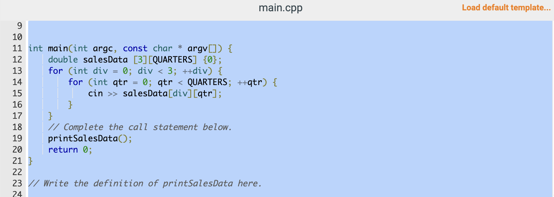 Solved Complete the program from the template to prints the | Chegg.com