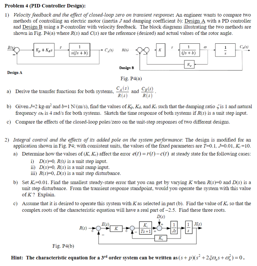 Solved fully solve this problem:Problem 4 (PID Controller | Chegg.com