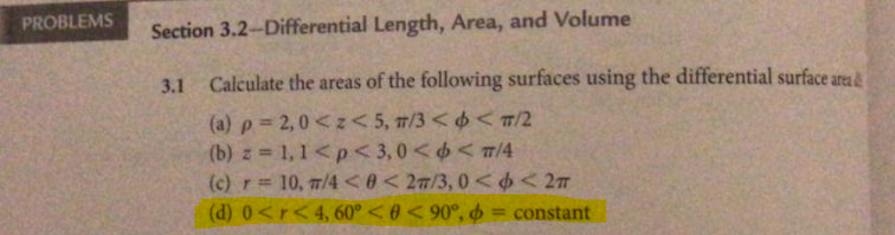Solved PROBLEMS Section 3.2-Differential Length, Area, and | Chegg.com
