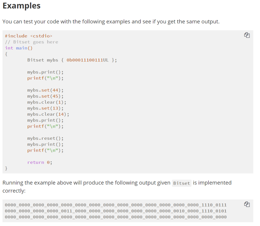 Solved class Bitset { unsigned long m_value; public: | Chegg.com