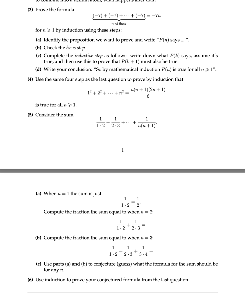 Solved (3) Prove the formula n of these (−7)+(−7)+⋯+(−7)=−7n | Chegg.com
