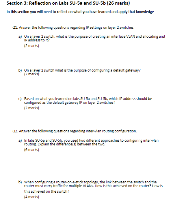 Section 1: Lab SU-5a Connectivity Scenarios (15 | Chegg.com