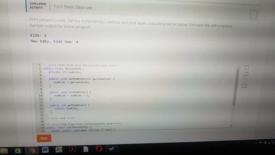 Solved CHALLENGE73.2: Basic class use ACTIVITY Print | Chegg.com