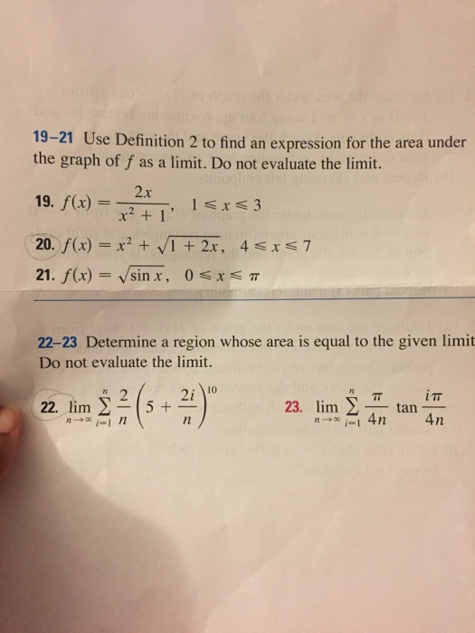 Solved Use Definition 2 to find an expression for the area | Chegg.com