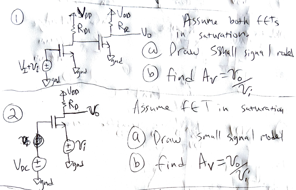 Solved Aessume both fets in saturation. - Draw Ssmall signa | Chegg.com