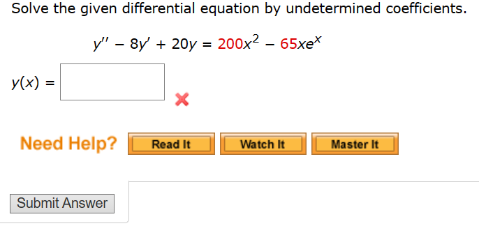 Solved Solve the given differential equation by undetermined | Chegg.com