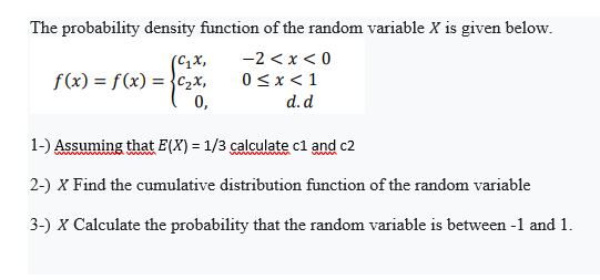 Solved The probability density function of the random | Chegg.com